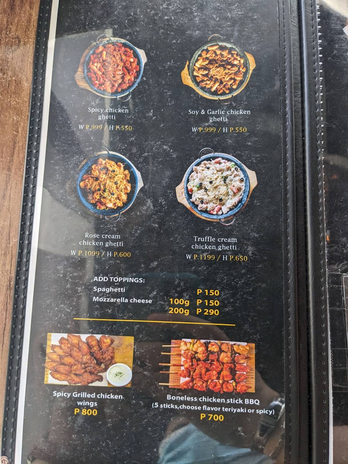 Menu at Andy's Chicken restaurant, Pasig