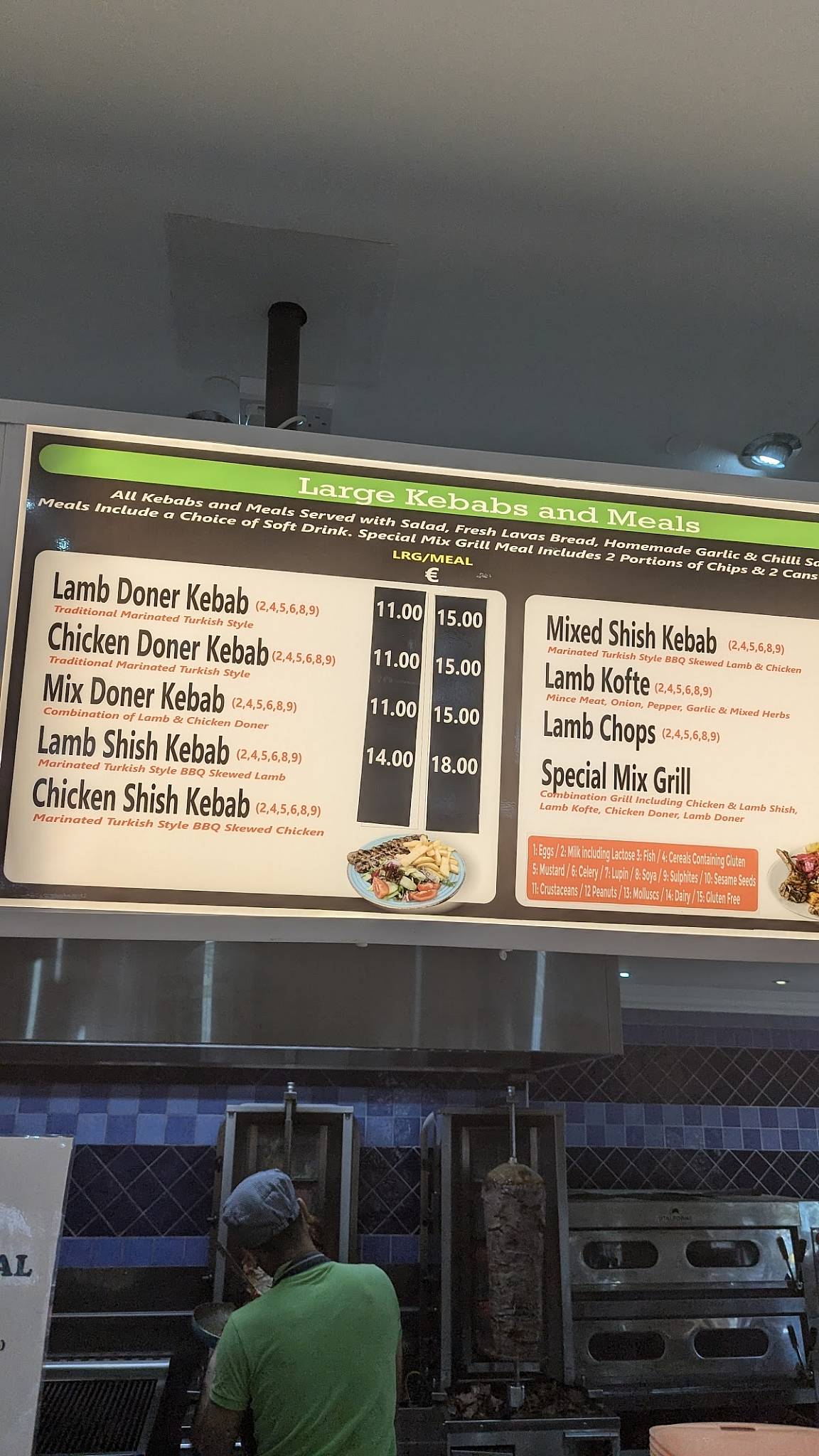 Menu at Anfora Turkish Kebab House restaurant, Galway