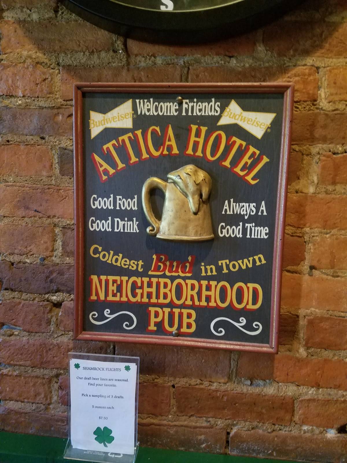 Menu at Attica Hotel. restaurant, Attica, 28 Exchange St