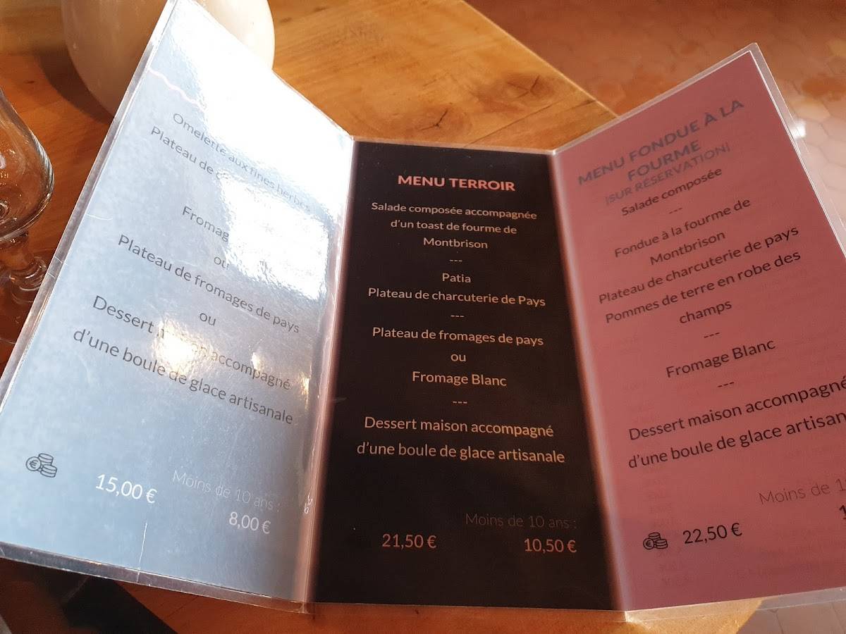 Menu au Auberge de Garnier restaurant, Saint-Bonnet-le-Courreau, route ...