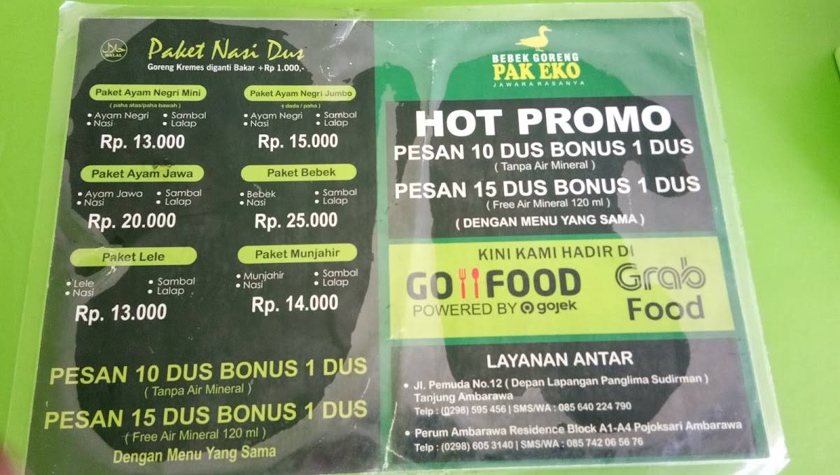 Menu at BEBEK GORENG PAK EKO Pojoksari restaurant, Pojoksari