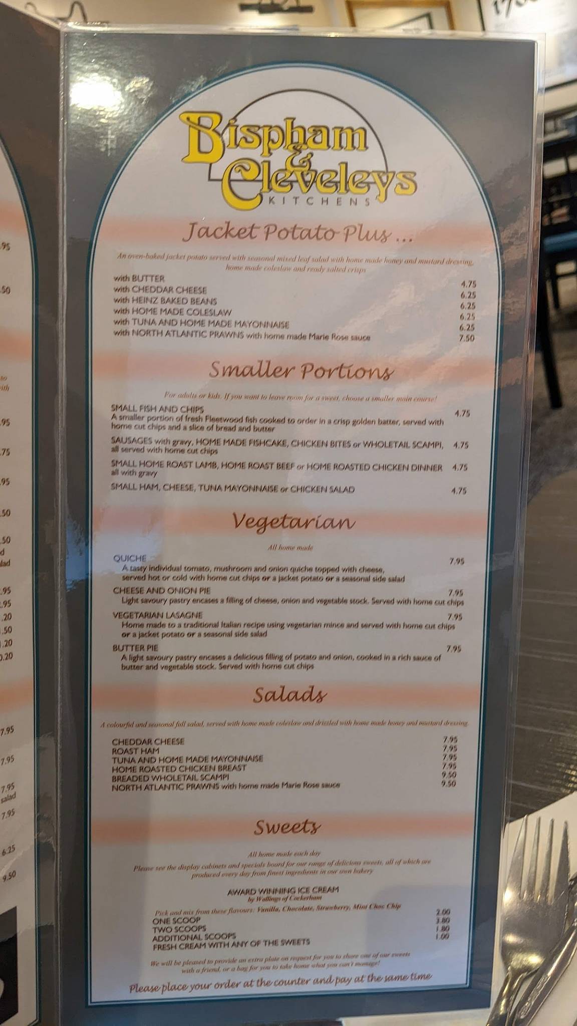 Menu at BISPHAM KITCHEN restaurant, Blackpool