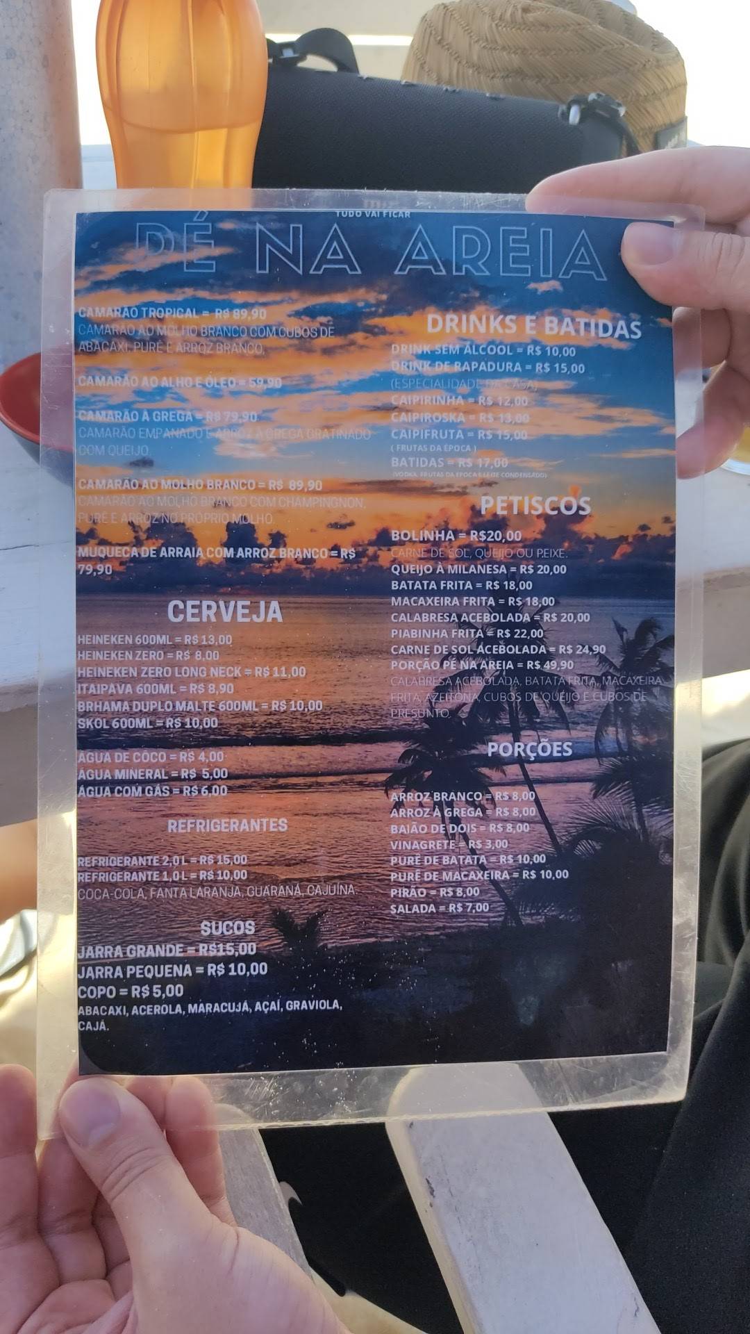 Menu em Barraca pé na areia, Aquiraz