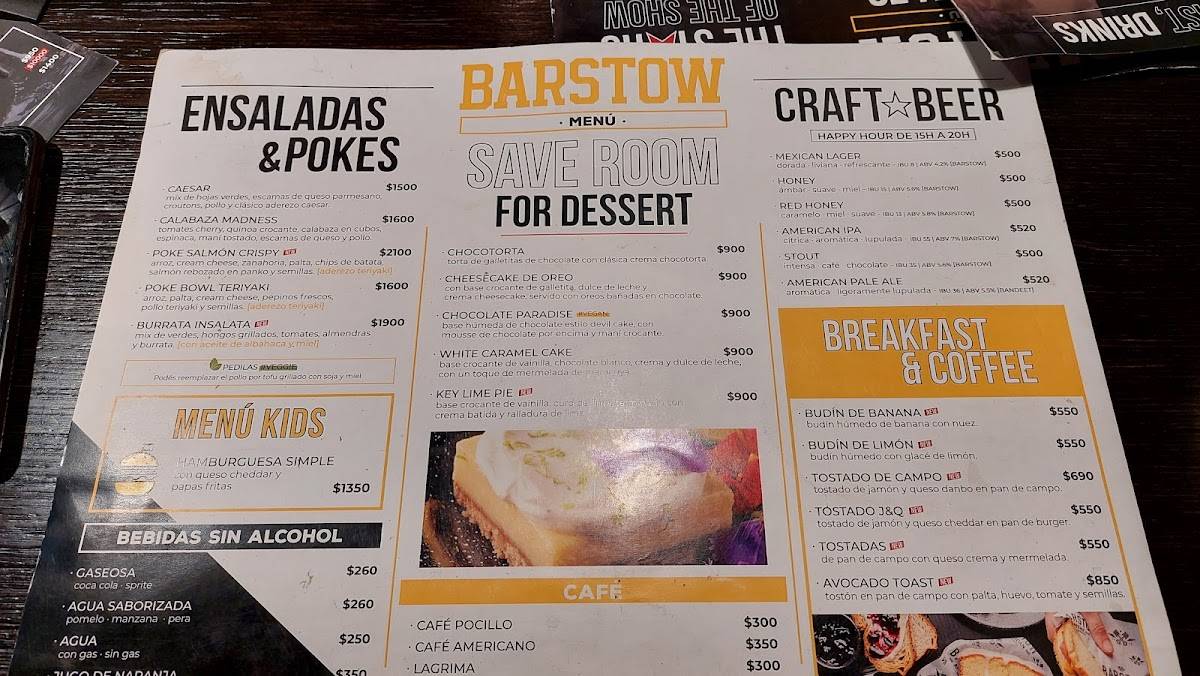 Menu at Barstow Canning, Canning