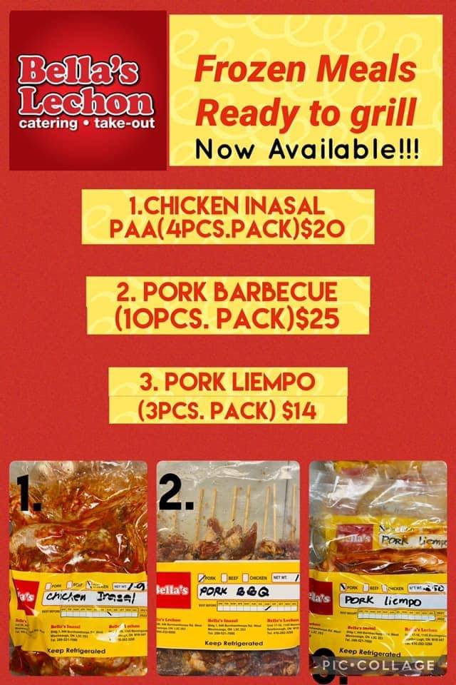 Menu at Bella's Inasal restaurant, Mississauga