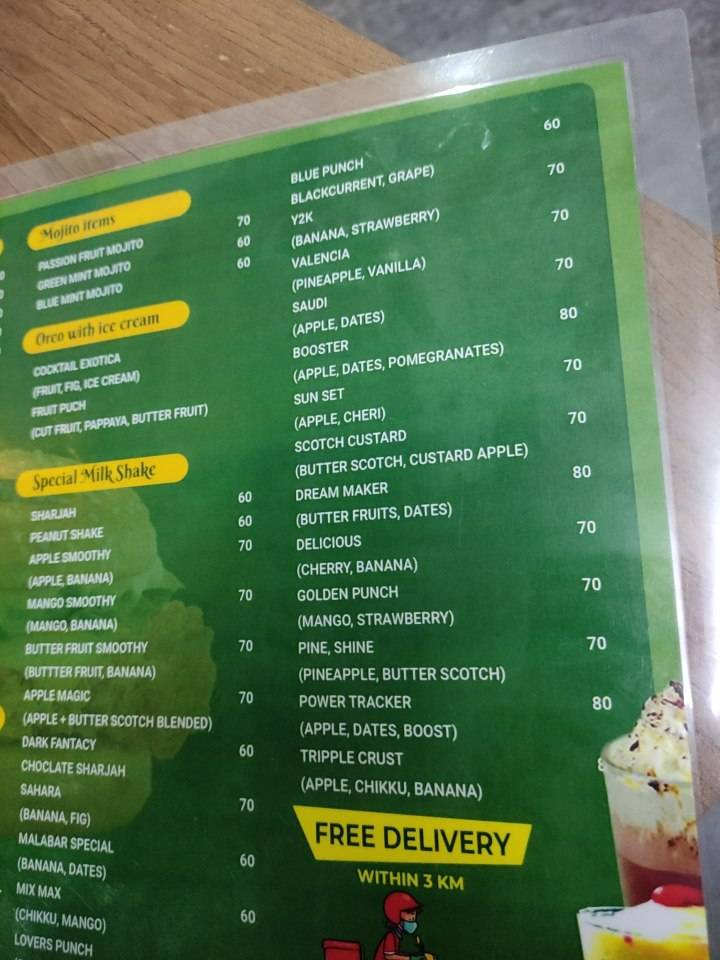 Menu at Berry que juicy, Mangaluru