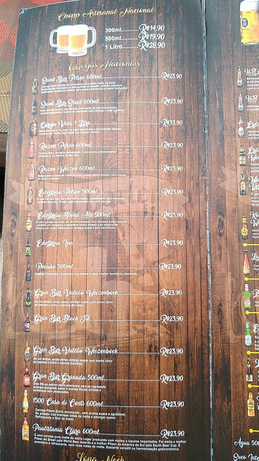 Menu em Bier Garten restaurante, Gramado