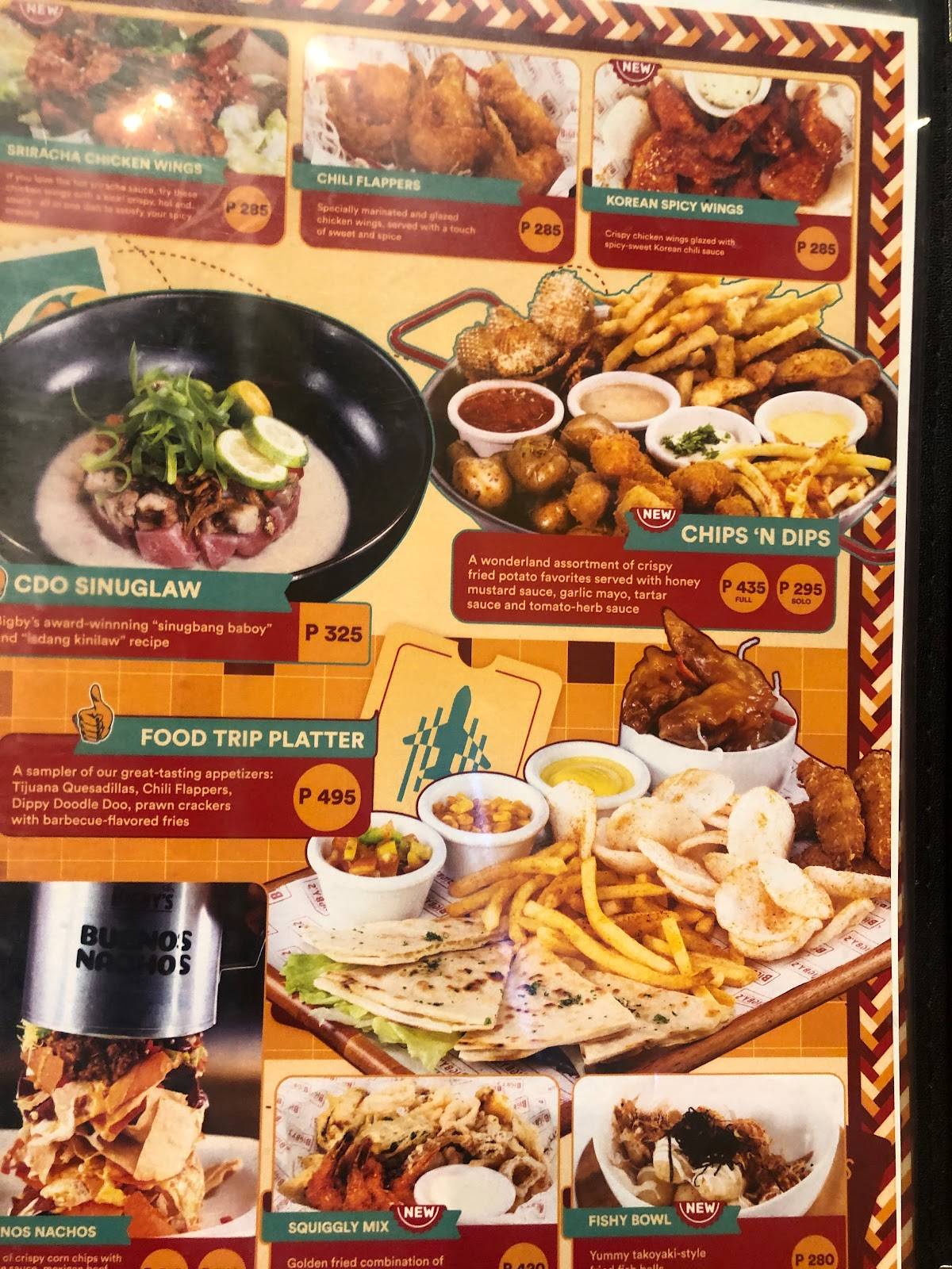 Menu at Bigby's Cafe and Restaurant Ayala Center Cebu, Cebu City, 2nd Level