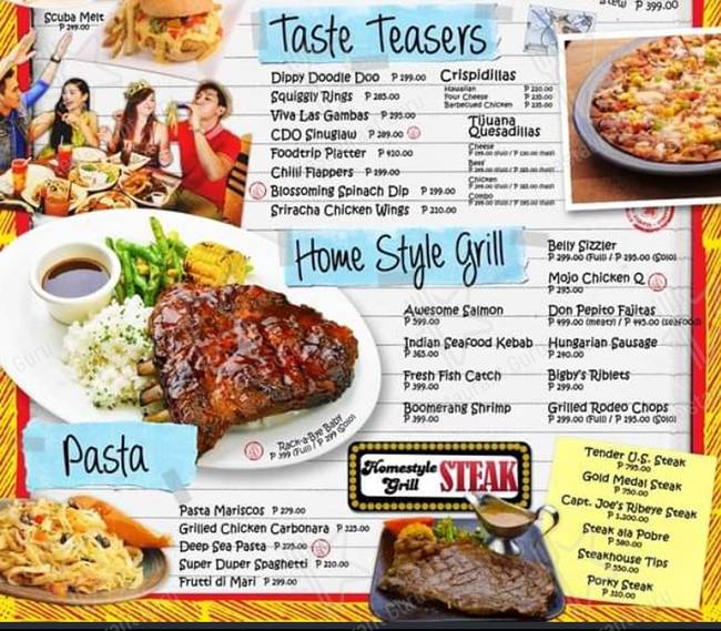 Menu at Bigby's Cafe, Cebu City, ayala center cebu