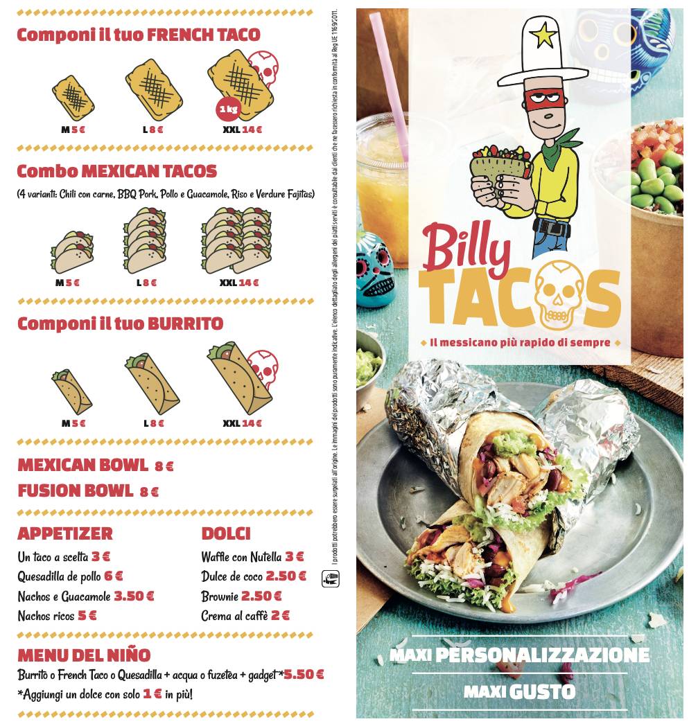 Menu da Billy Tacos - Sona ristorante, Sona