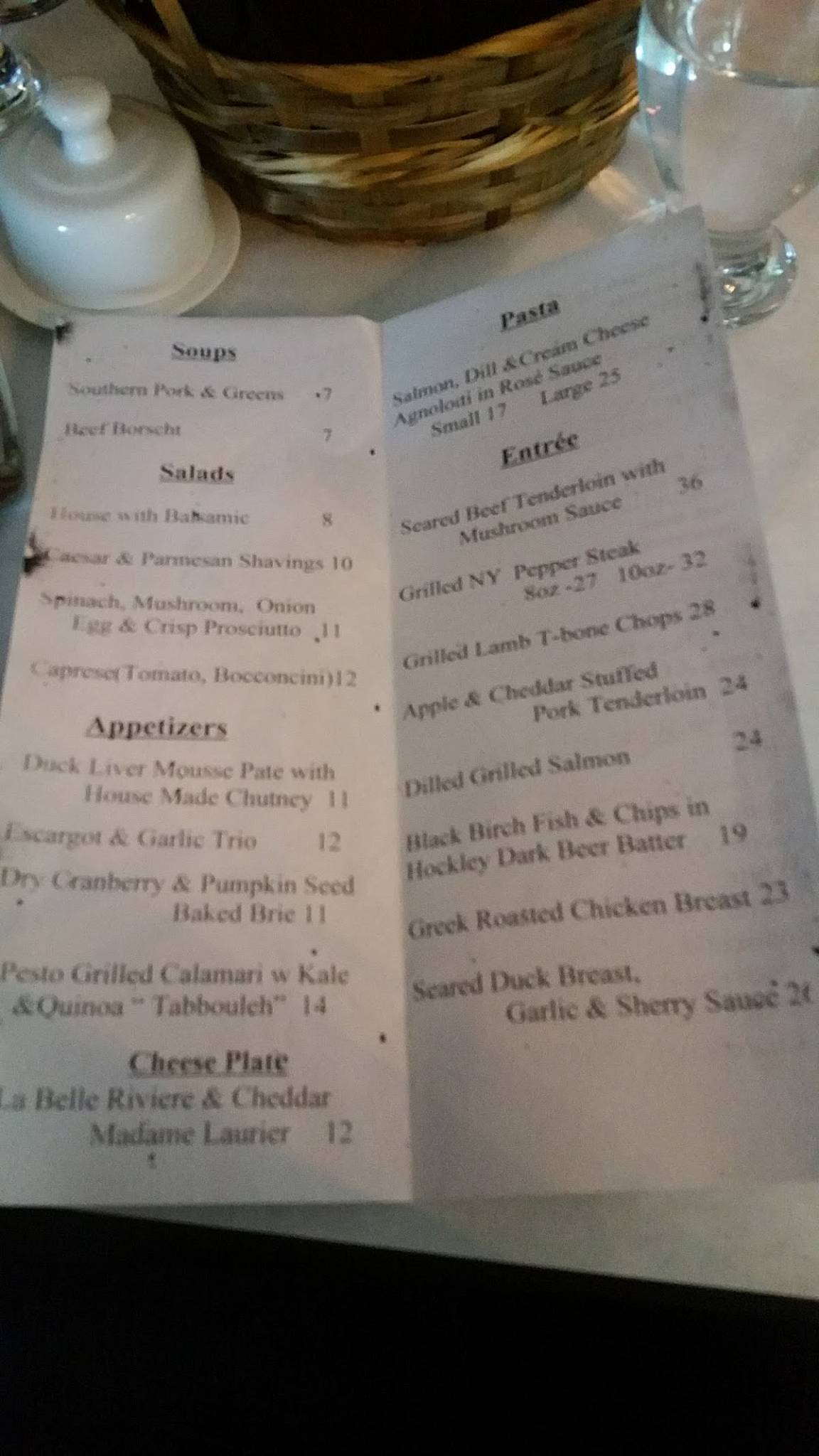 Menu at Black Birch Restaurant, Orangeville
