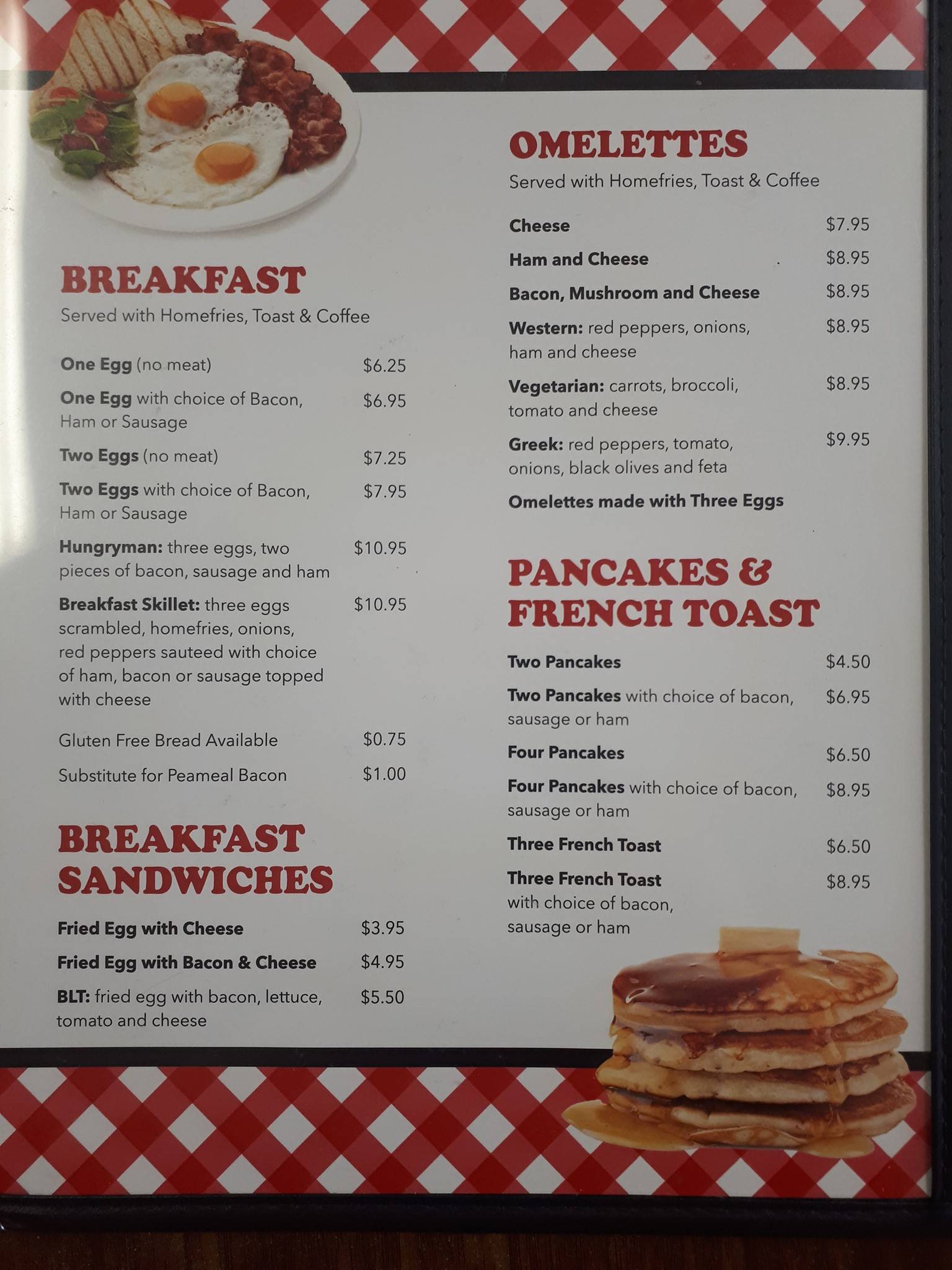 Menu at Bobbi's Diner restaurant, Plympton-Wyoming