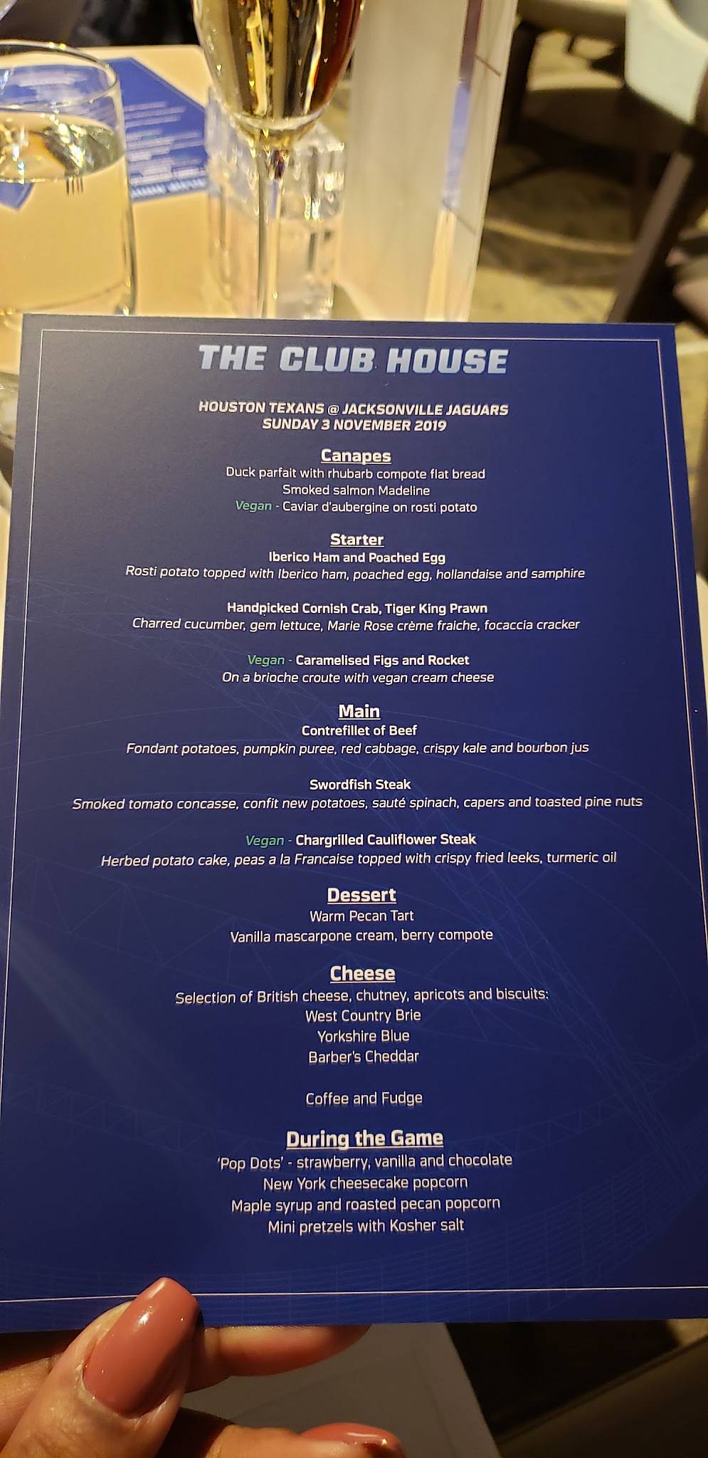 Menu at Bobby Moore Room restaurant, Wembley