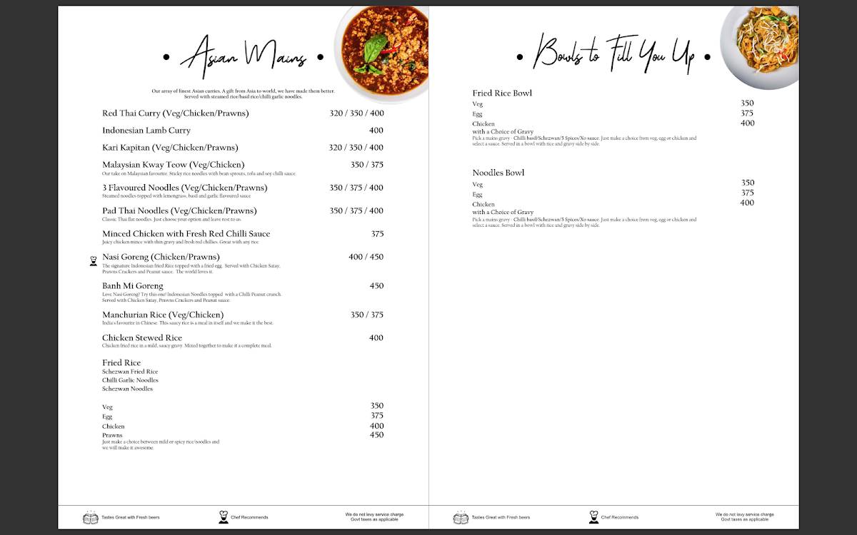 Menu at Bollywood Brewing Company, Pune