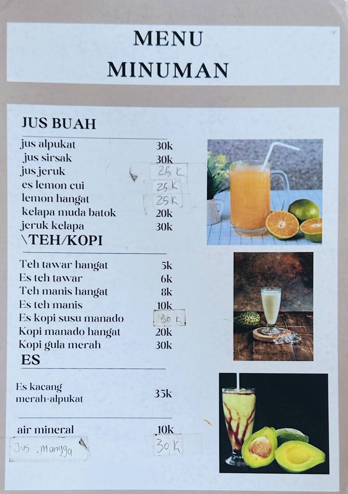 Carta del restaurante Bumbu Blanga Makanan Khas Manado, Curug Sangereng
