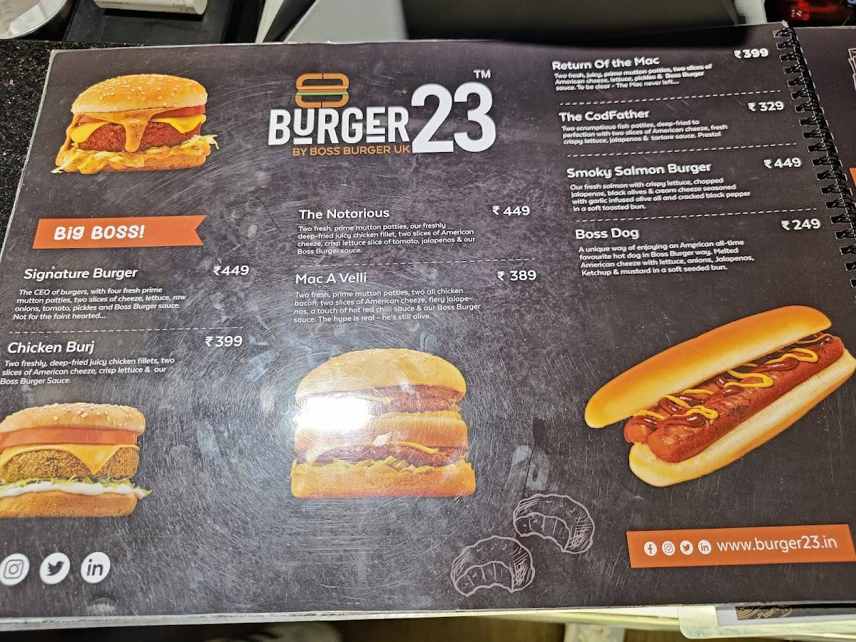 Menu at Burger 23, Chennai