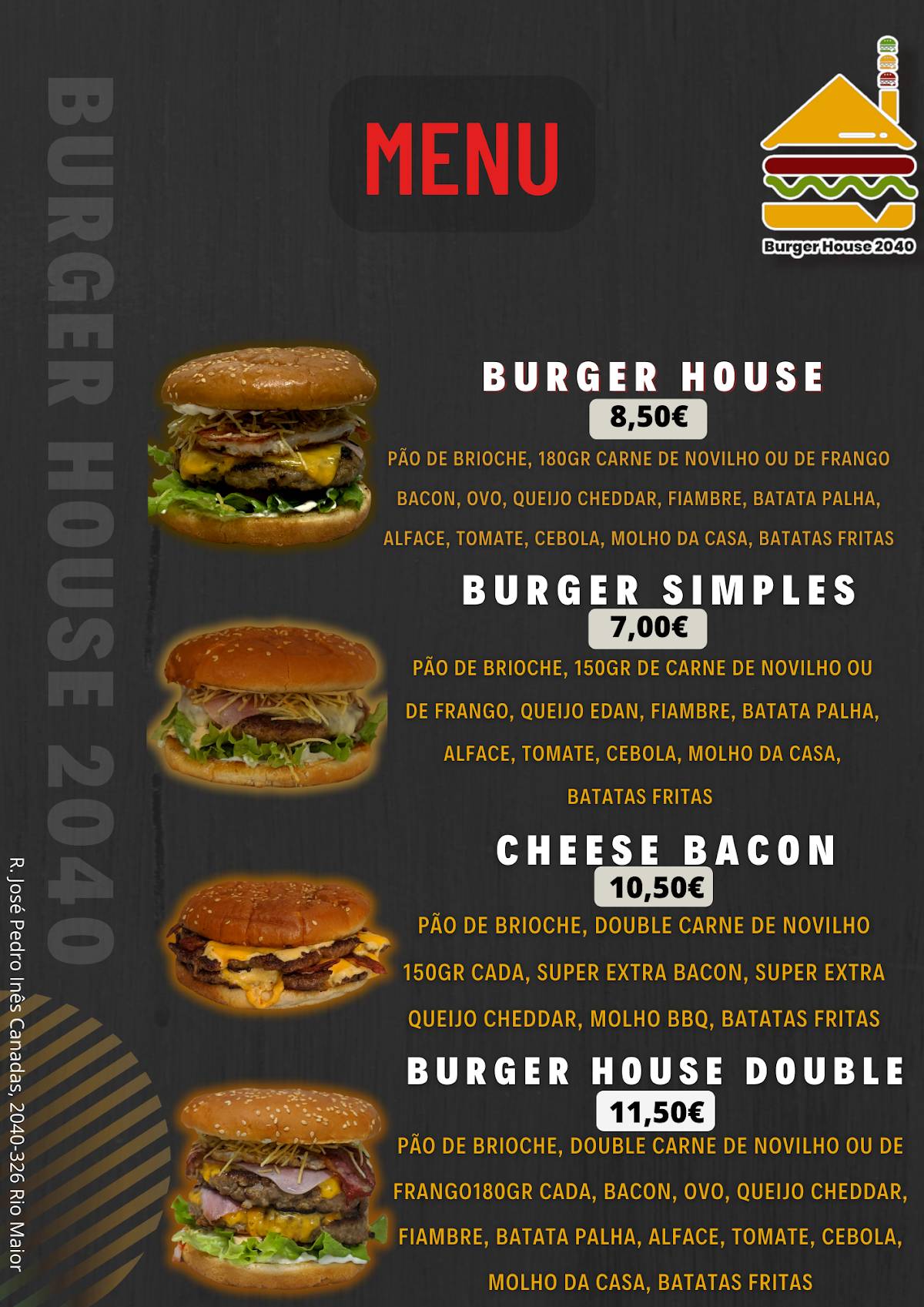 Menu em Burger House 2040 restaurante, Rio Maior