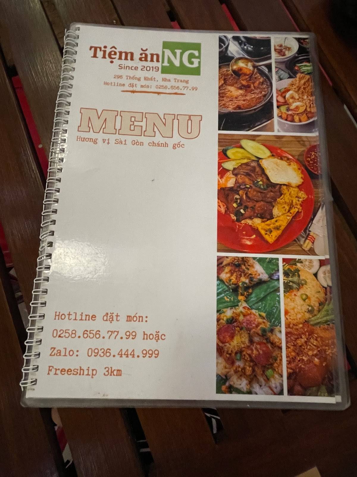 Menu at Cơm Tấm Sài Gòn NG restaurant, Ninh Hòa