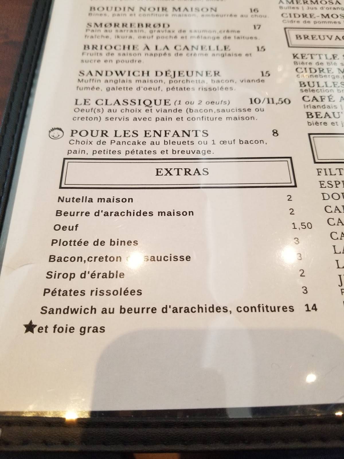 Menu at CHAZ restaurant, Québec City