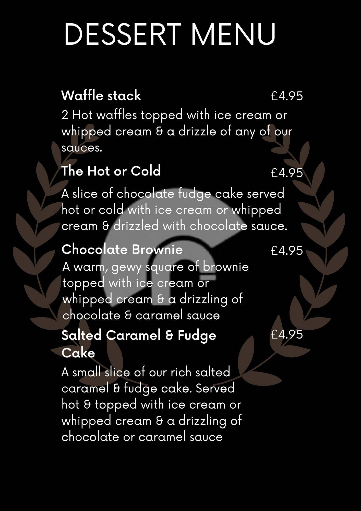 Menu at Caesars Restaurant, Shanklin