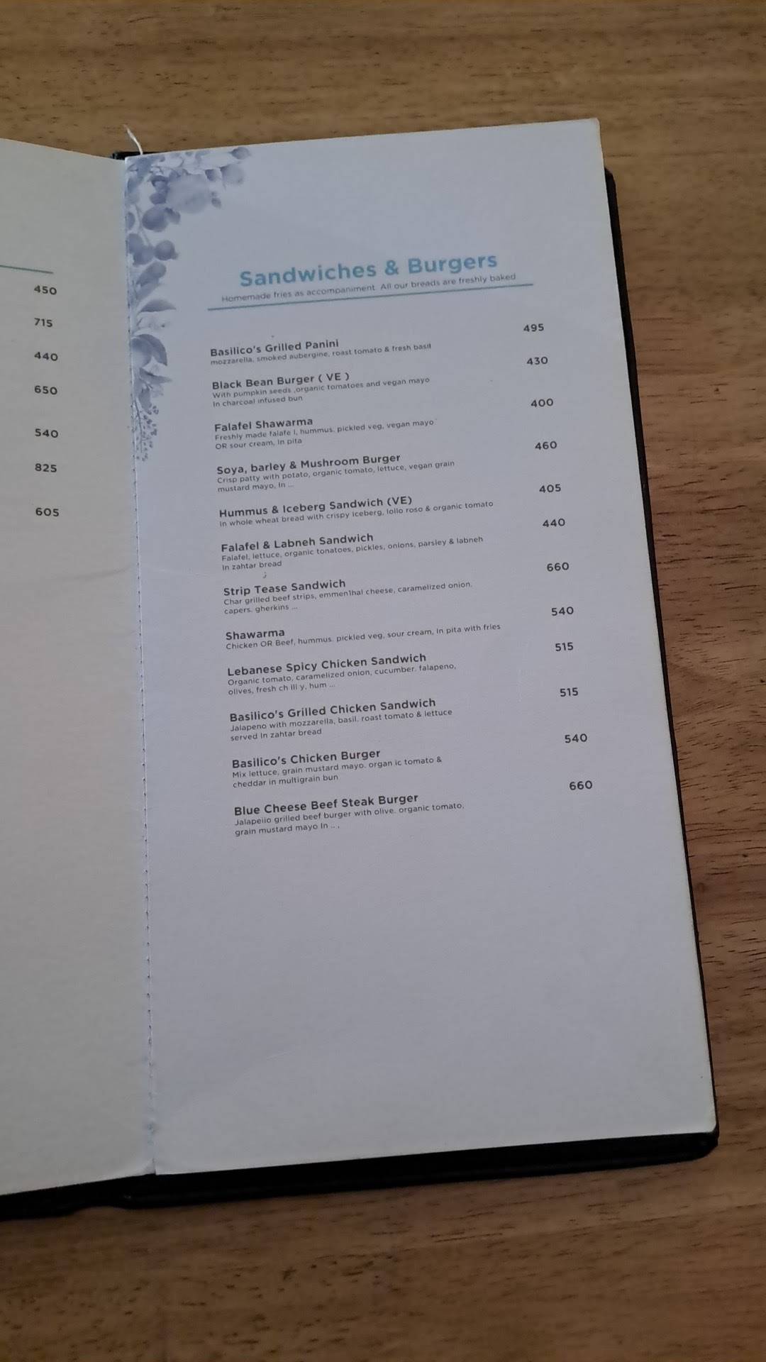 Menu at Cafe Basilico - Colaba, Mumbai, Sentinel House