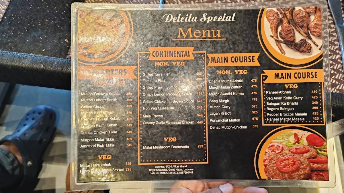 Menu at Café De Leila, Lucknow