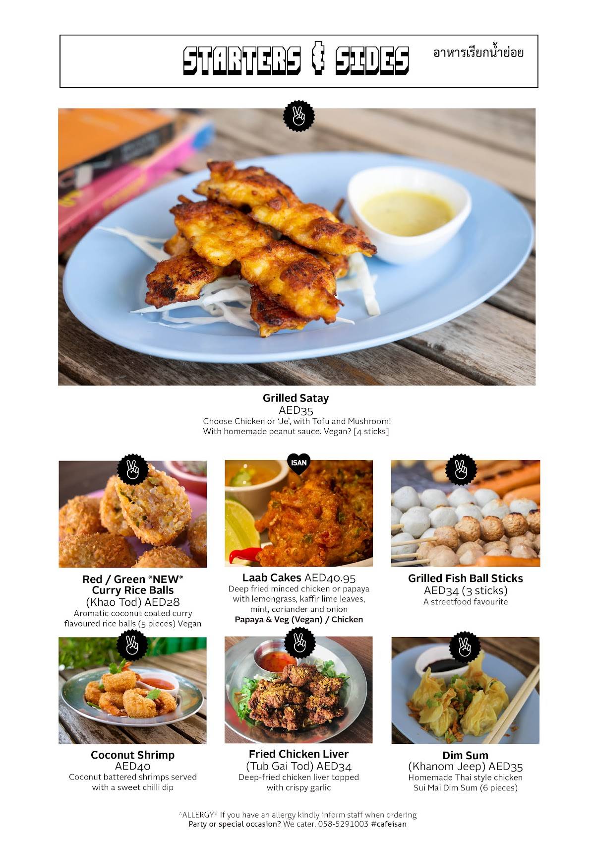 Carta de Cafe Isan (JLT) - Authentic Thai Street Food Restaurant & Bar ...