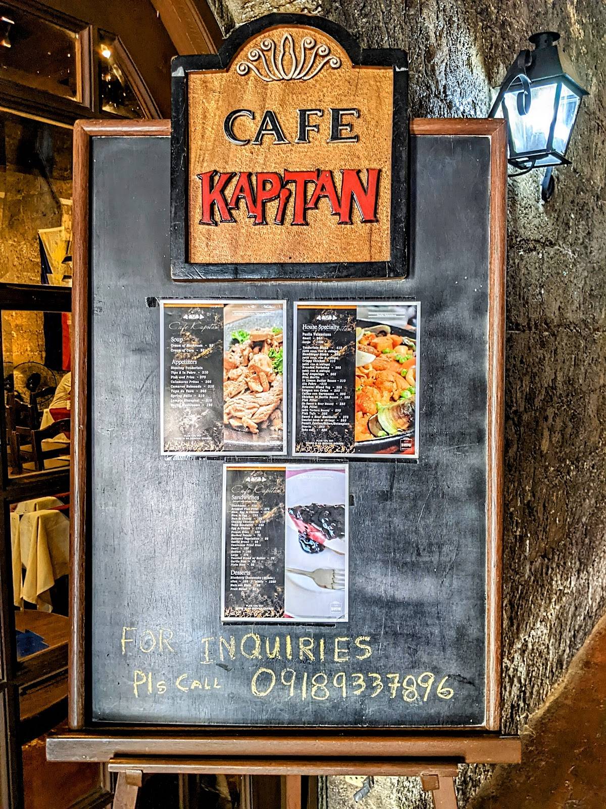 Menu at Cafe Kapitan Restaurant, Marikina, 323 J. P. Rizal St