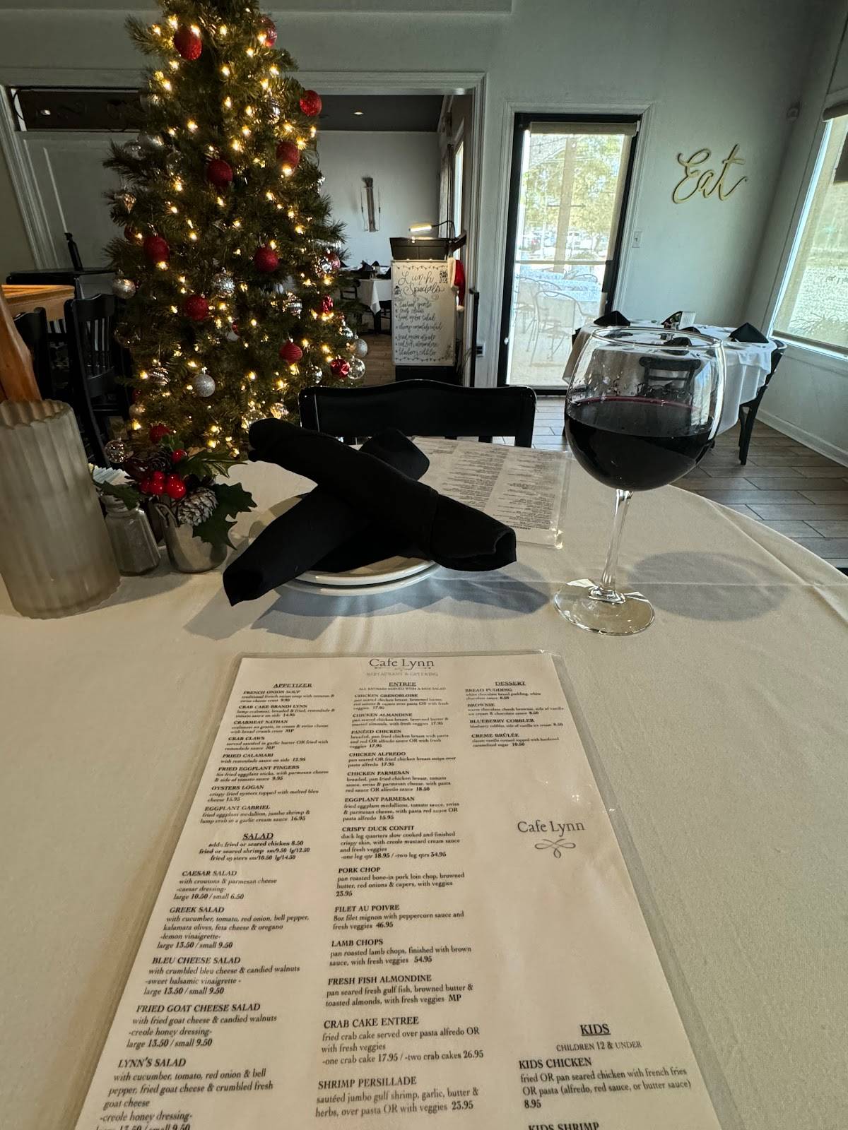Menu at Cafe Lynn, Mandeville, Florida St