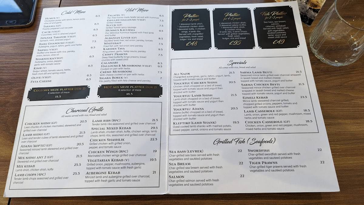 Menu at Cappadocia Restaurant, Diss