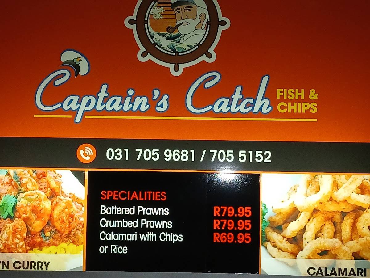 Menu at Captain's Catch Take Away restaurant, Durban