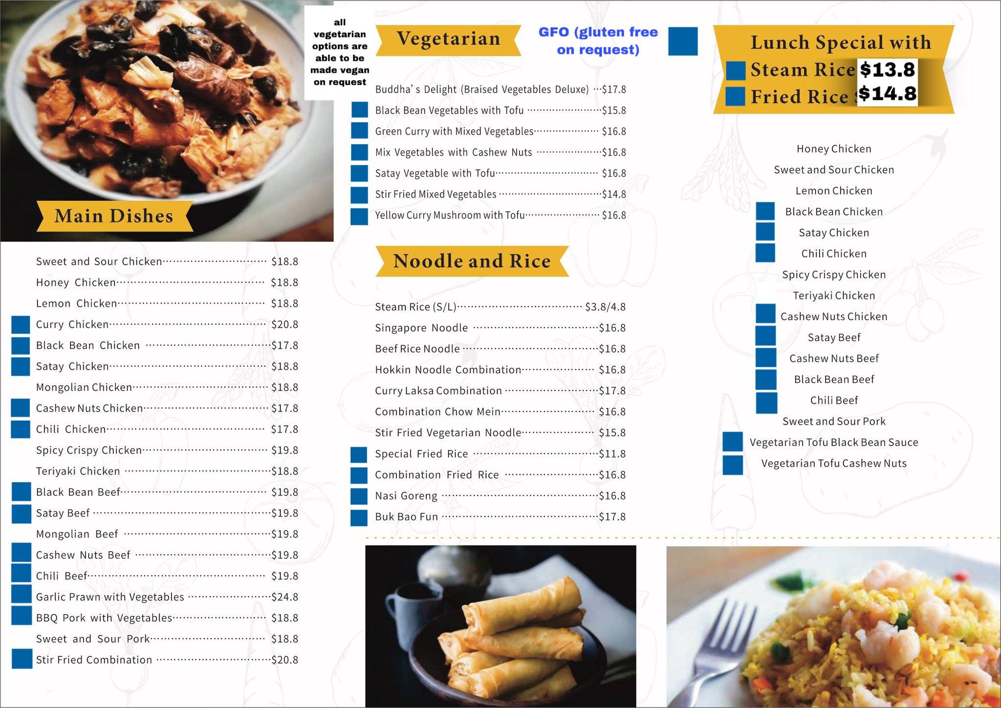 Menu at Cha Dim restaurant, Shearwater