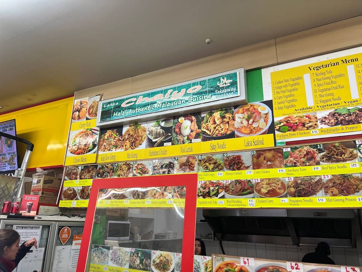 Menu at Chaiyo Malaysian Cuisine restaurant, Auckland