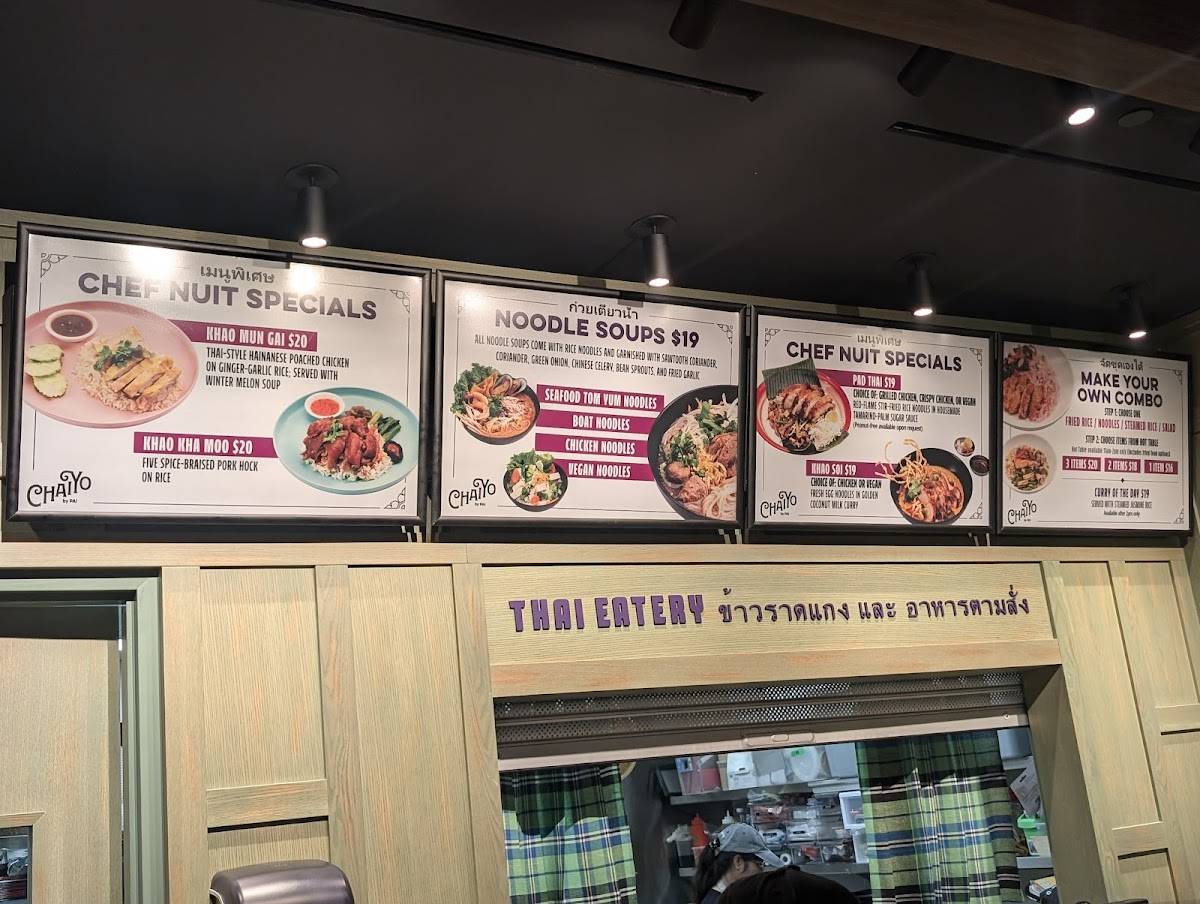 Menu at Chaiyo by PAI restaurant, Toronto