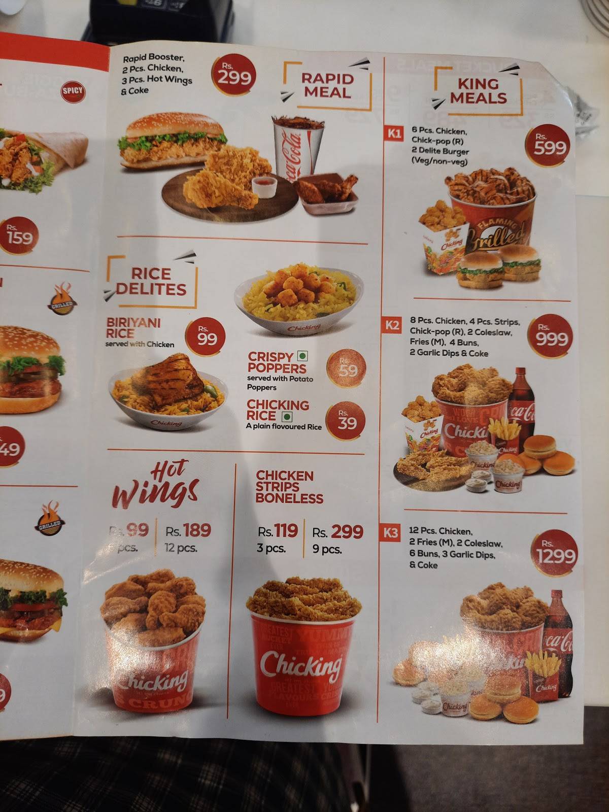 Menu at ChicKing, Vadakara, Govt Hospital Road