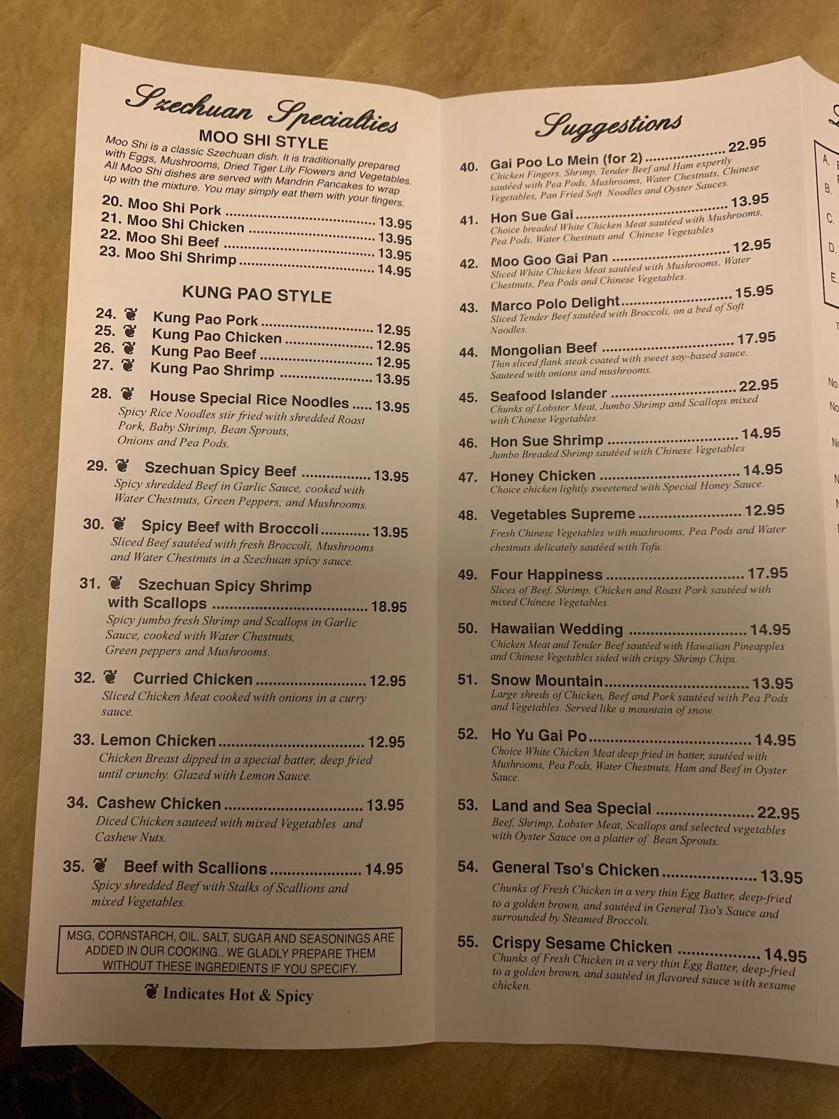 Menu at Chinaway restaurant, Newport, 42 N Main St