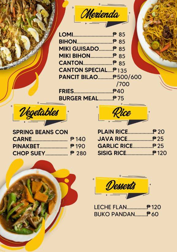 Menu at Chito's Restaurant & Cafe by Sideway Grill, Lipa