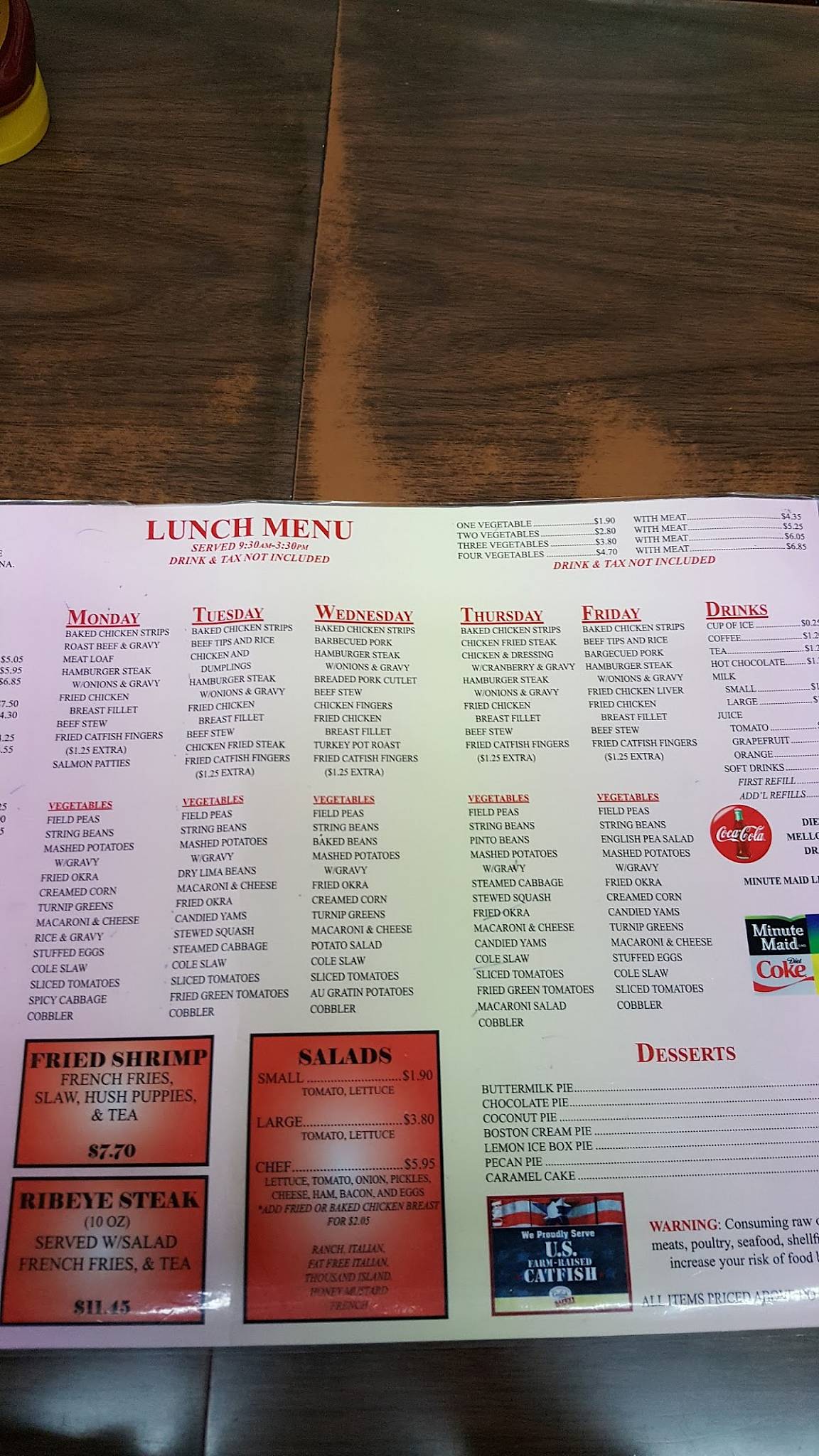 Menu at City Cafe, Northport