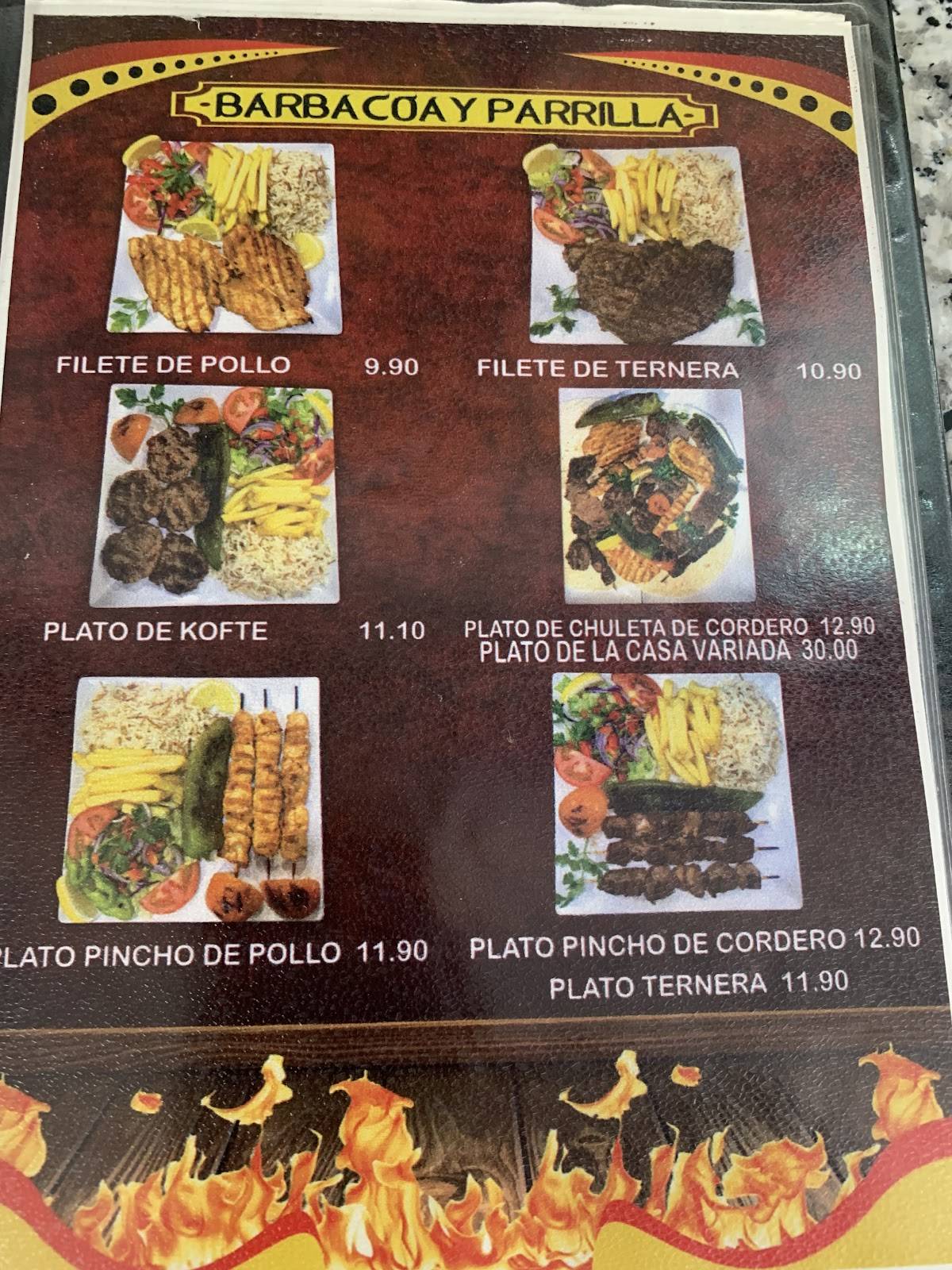 Menu at City Kebab restaurant, Madrid, C. de la Cruz, 10