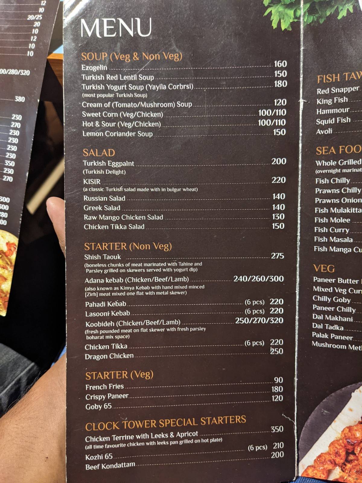 Menu at Clock Tower Restaurant, Kozhikode