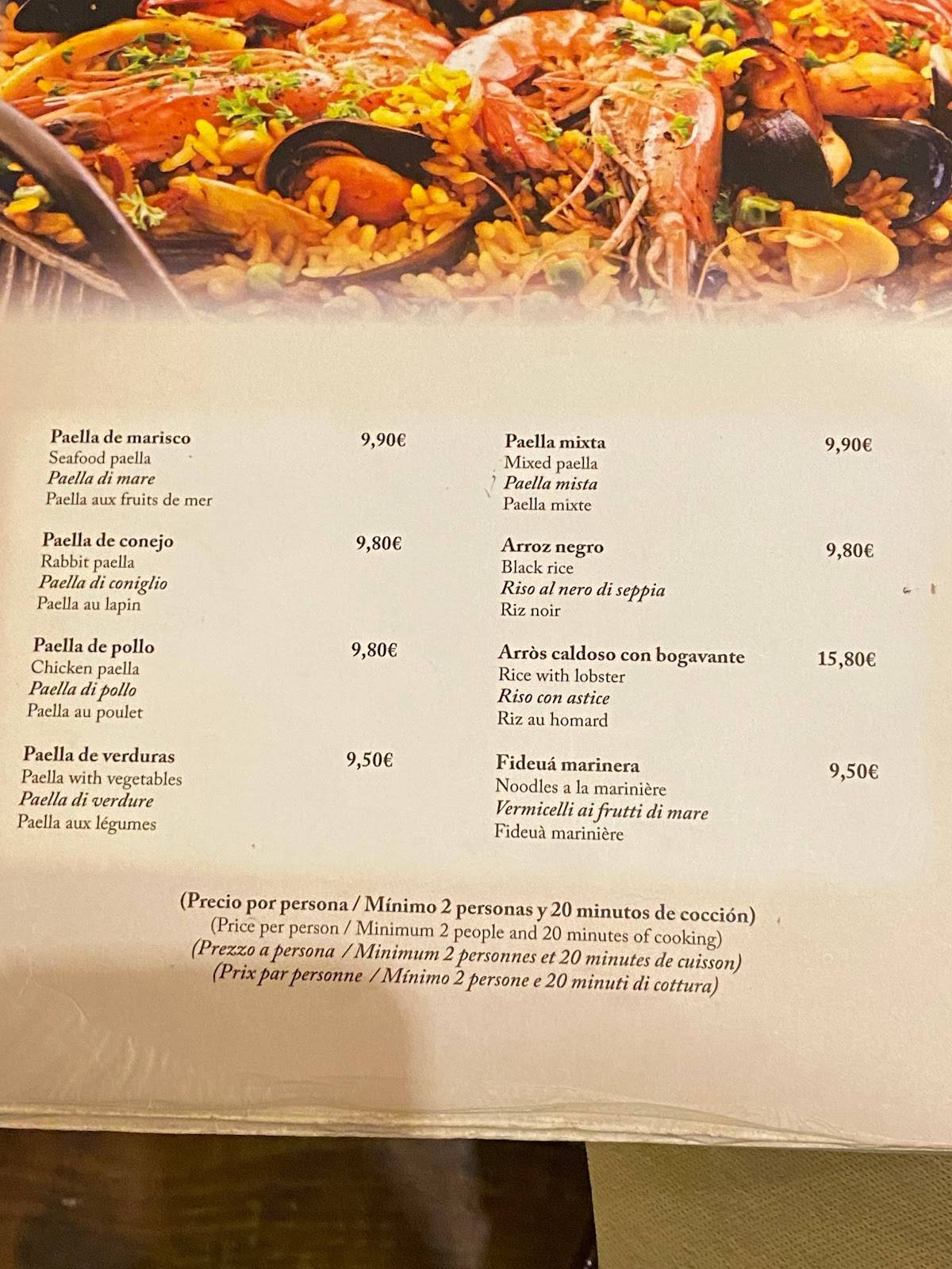 Menu at Colom Restaurant, Barcelona, Carrer dels Escudellers