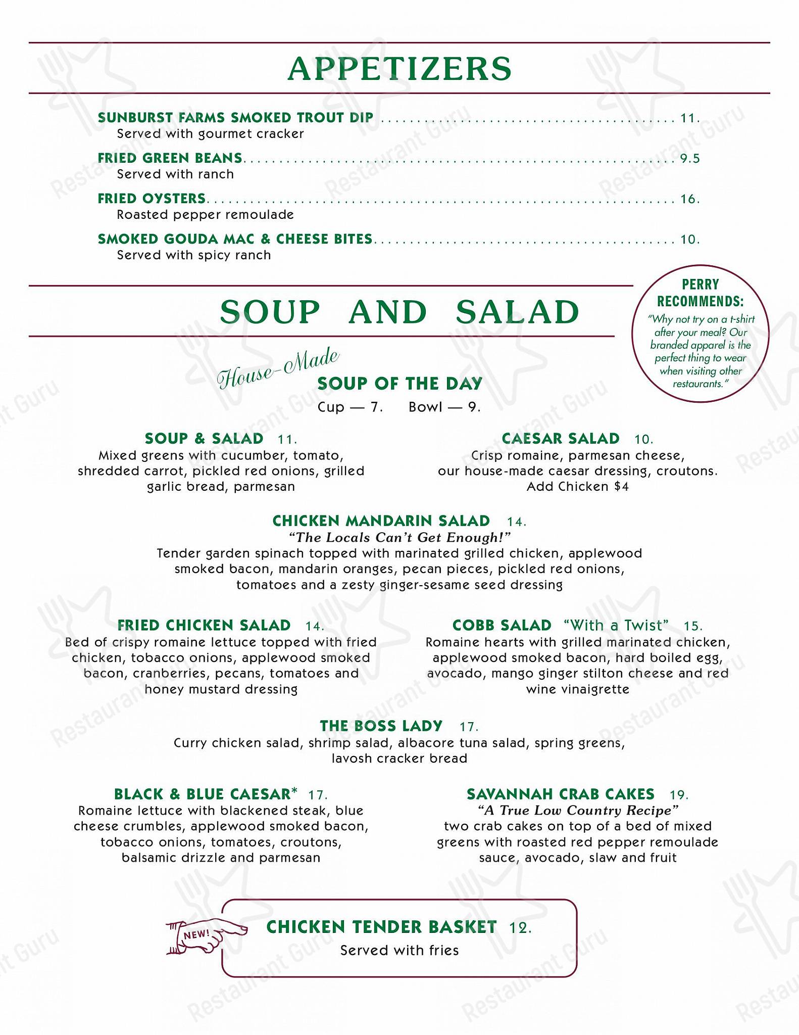 Menu at Cornucopia Restaurant, Cashiers