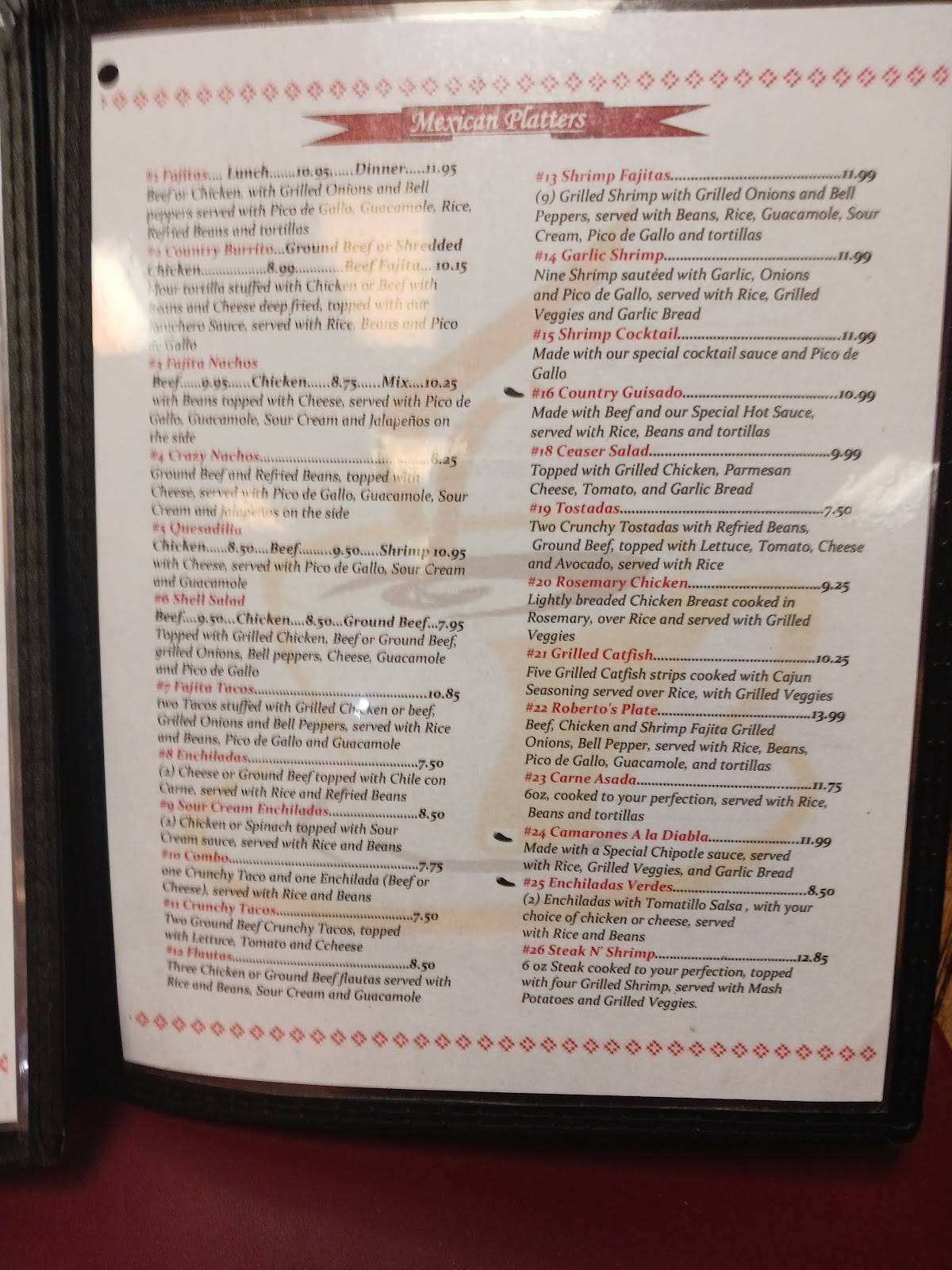 Menu at Country Cafe, Irving, 110 W Airport Fwy