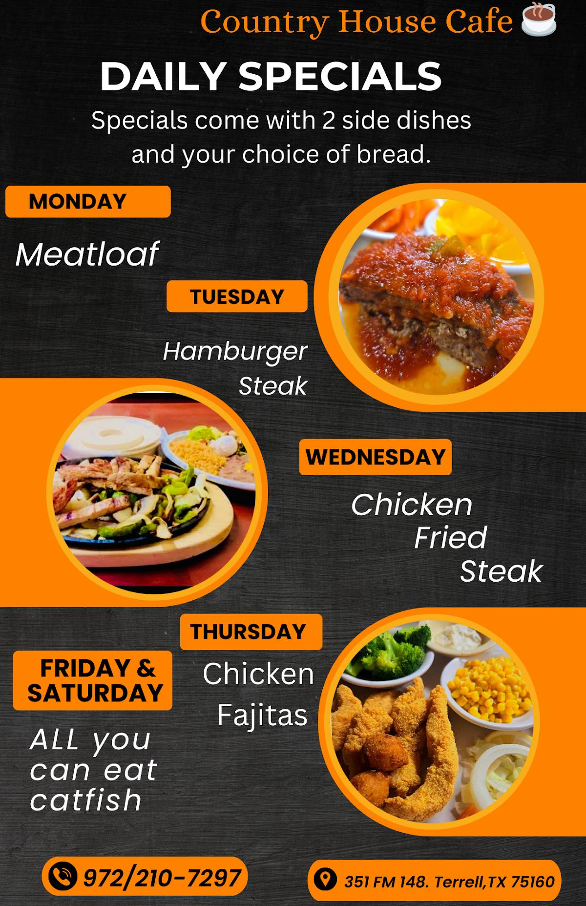 Menu at Country House Café restaurant, Terrell