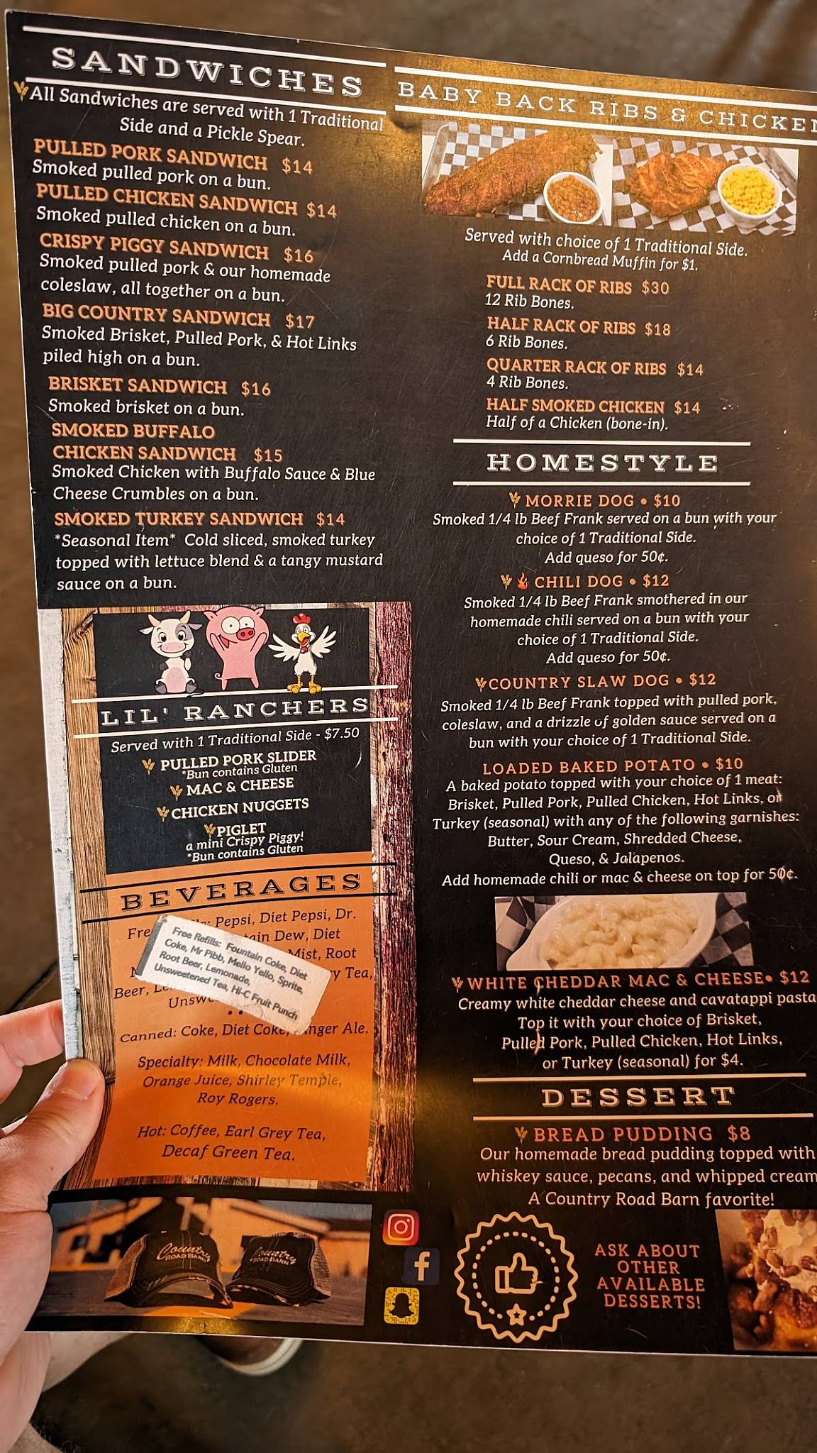 Menu at Country Road Barn, Watertown, 164th St