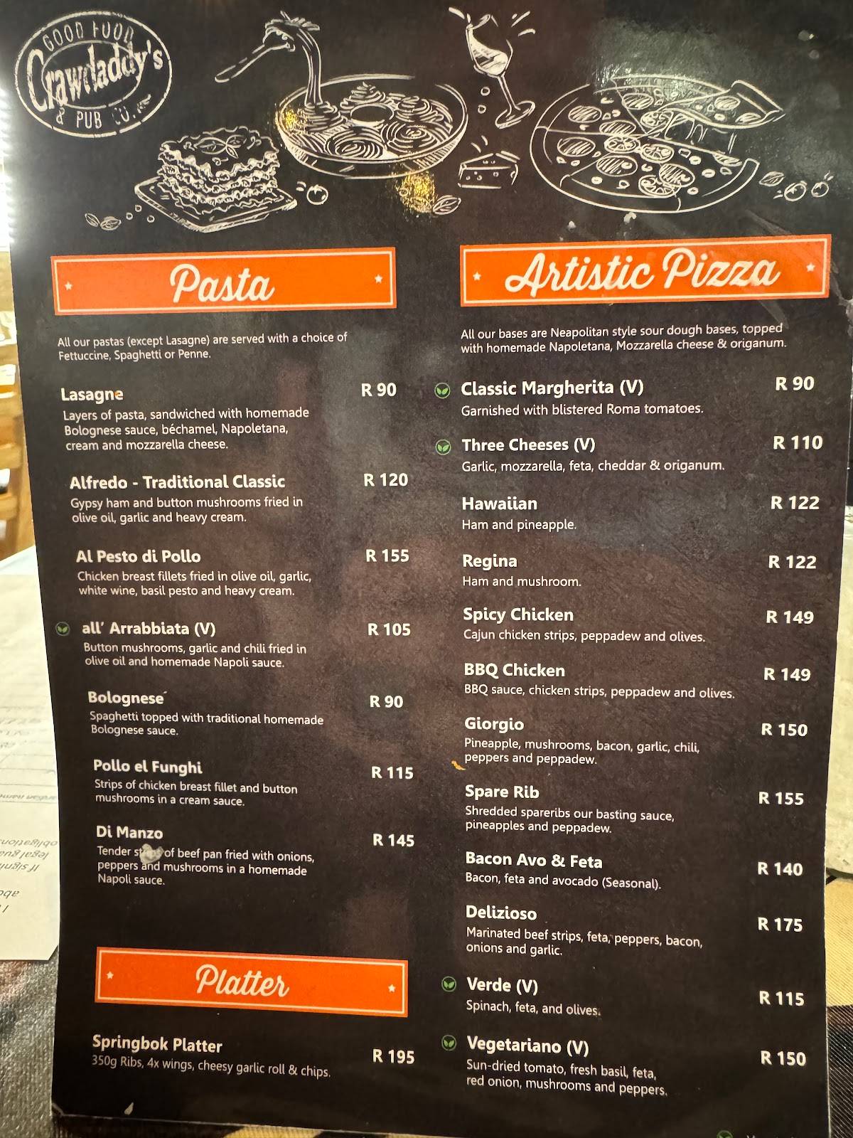 Menu at Crawdaddy's (Good Food & Pub Co.) Secunda, Trichardt