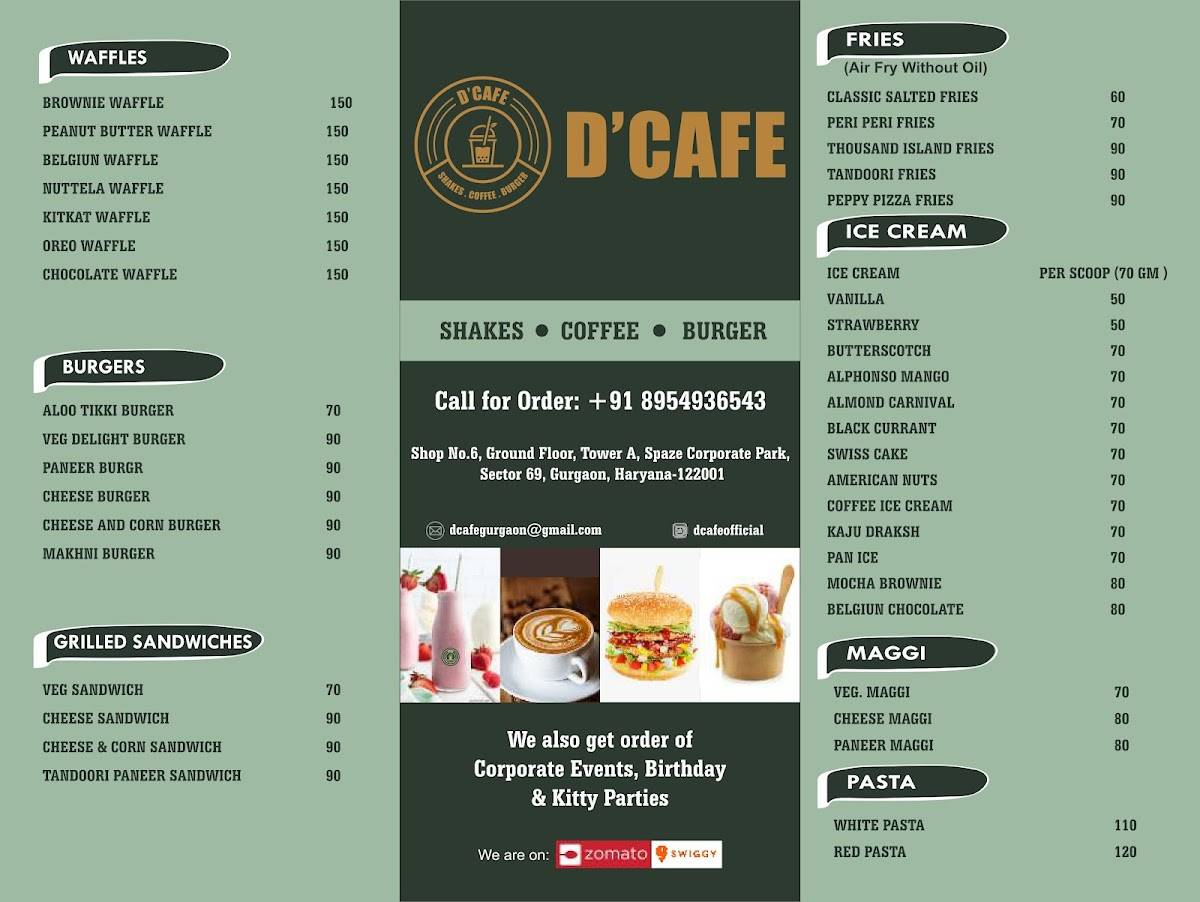 Menu at D'Cafe, Gurugram