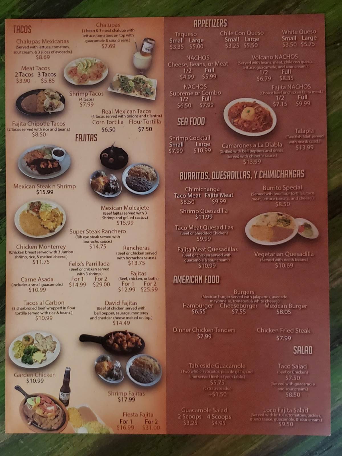 Menu at DON FELIX'S MEXICAN RESTAURANT, Henderson