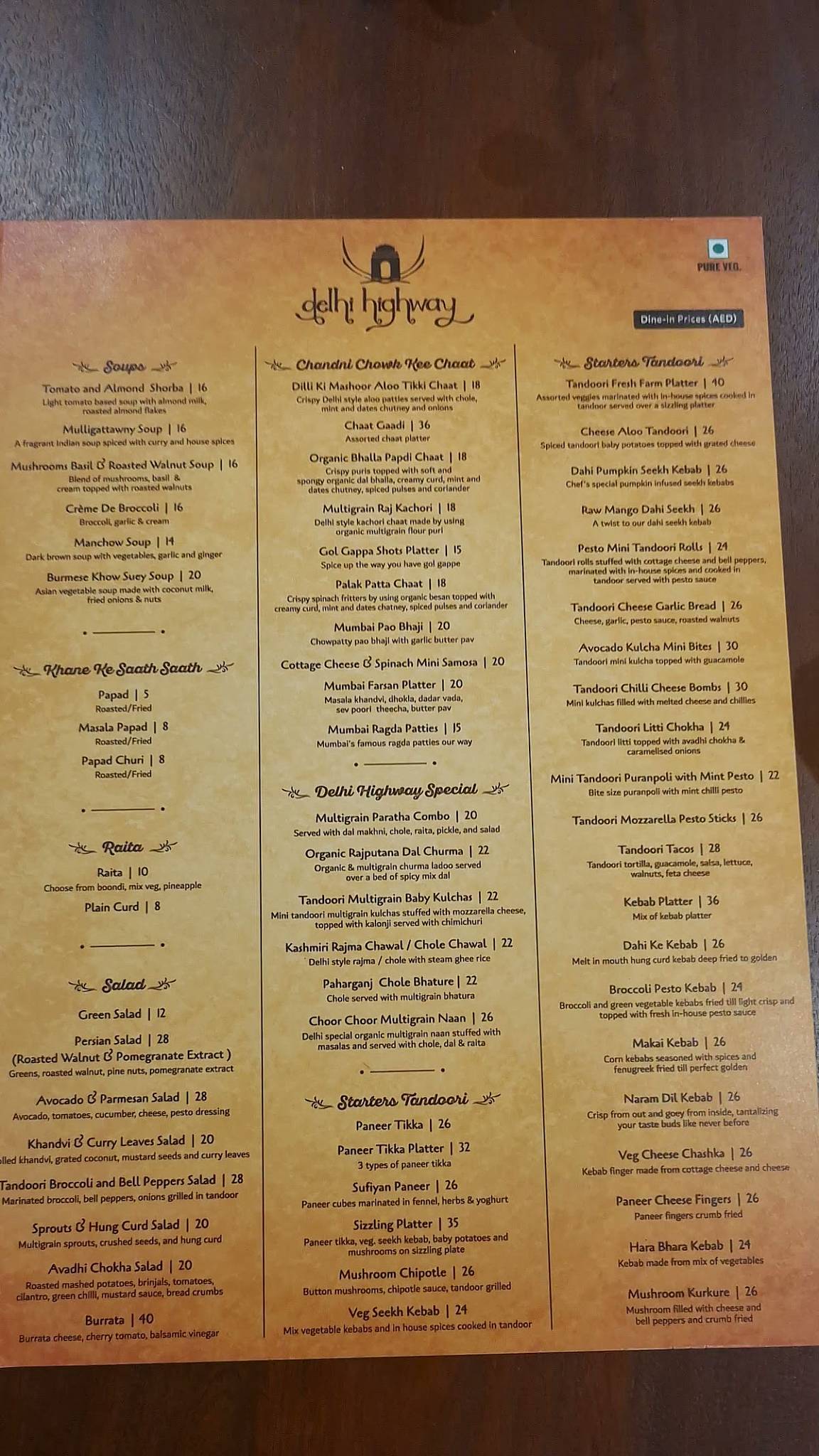 Menu at Delhi Highway Restaurant Dubai, Dubai, 68X3+36J