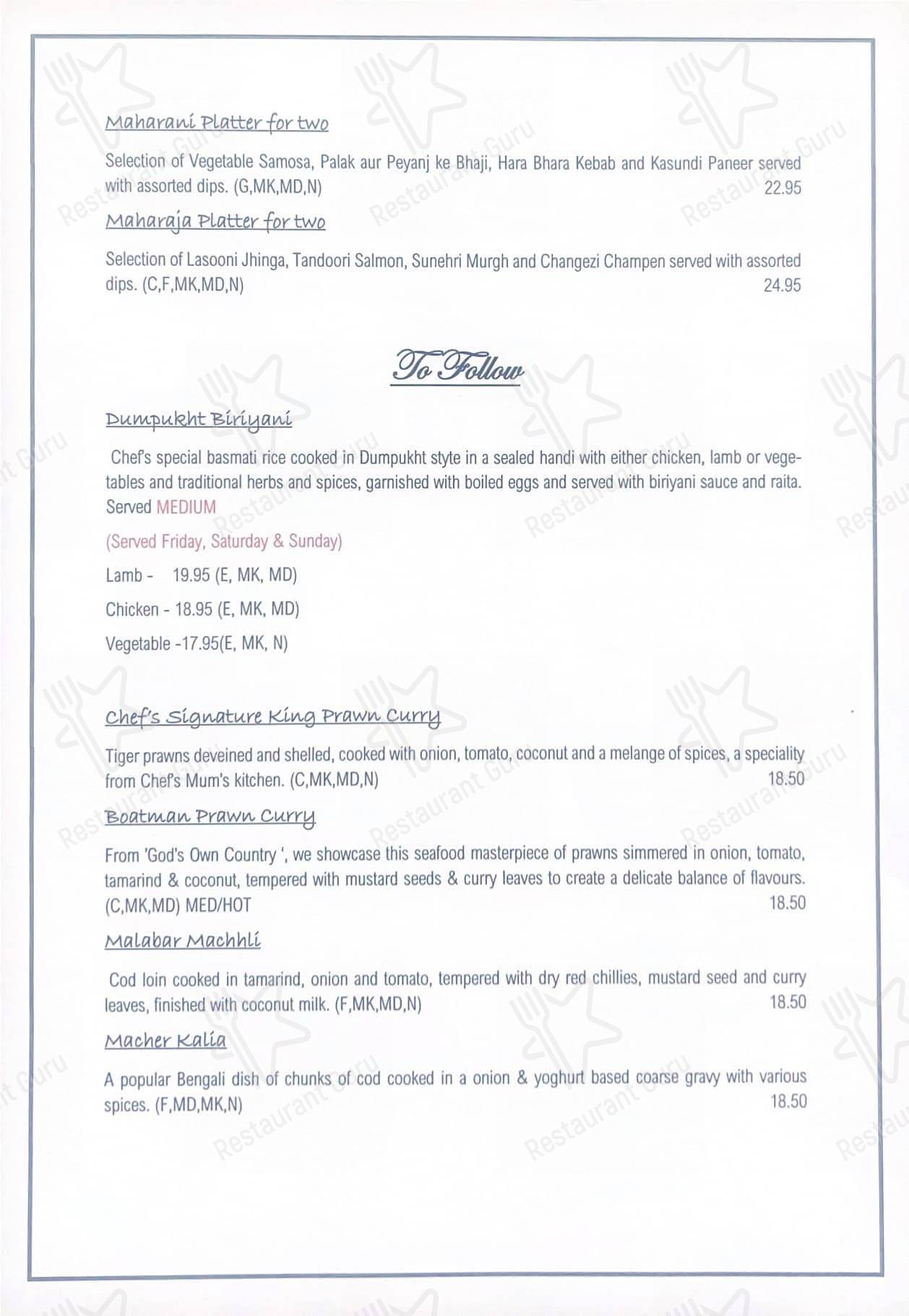 Menu at Destination Indian Restaurant & Bar, Huddersfield